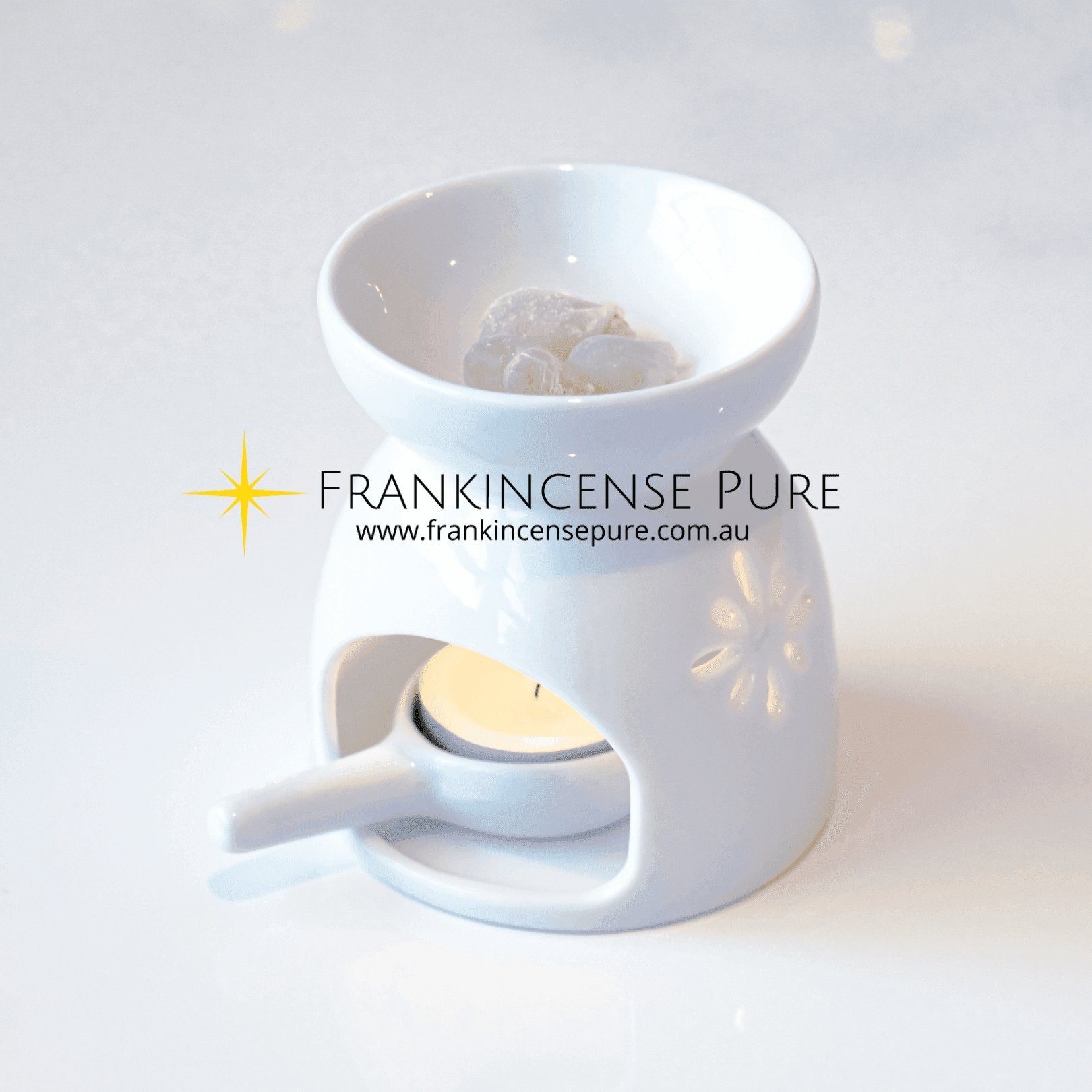 Ceramic Tea Light Incense Burner (White) – Frankincense Pure