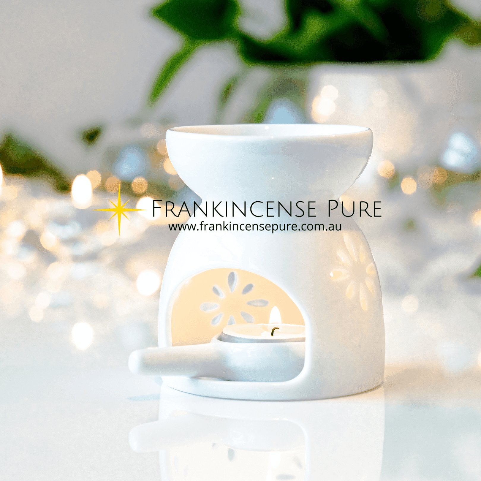 Ceramic Tea Light Incense Burner (White) – Frankincense Pure