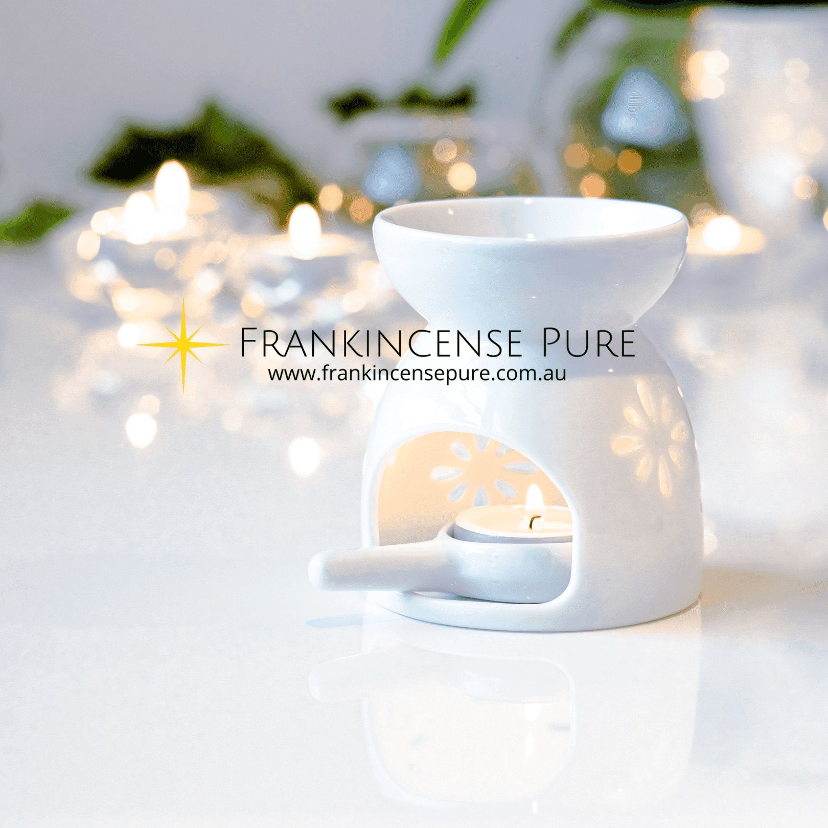 Ceramic Tea Light Incense Burner (White) – Frankincense Pure